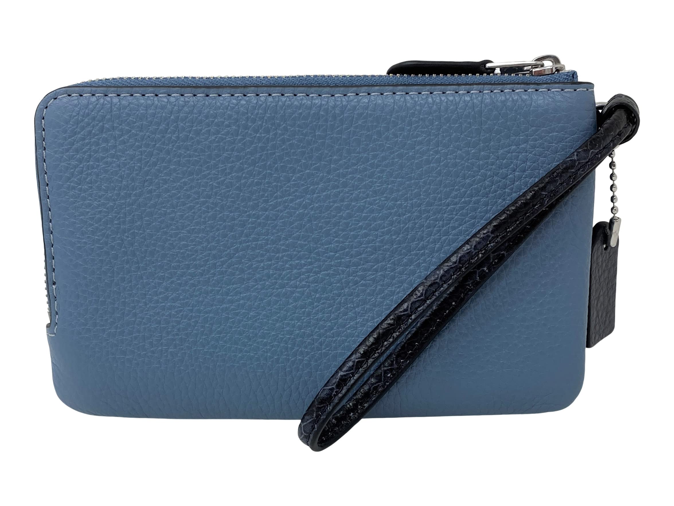Coach Pebbled Leather Double Corner Zip Wristlet Indigo Style No 6649