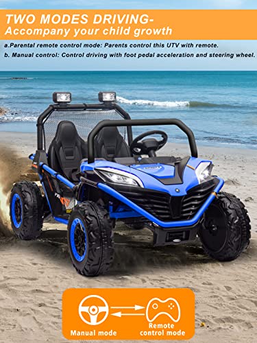 OTTARO 24V 10AH Ride on UTV Cars 2 Seater, Electric Cars Vehicles for Kids Teens,Metal Frame,EVA Wheels, 2x200W Powerful Motors, 20β Large 2 Seats, Bluetooth, Remote Control, Max Speed 4.7Mph(Blue)