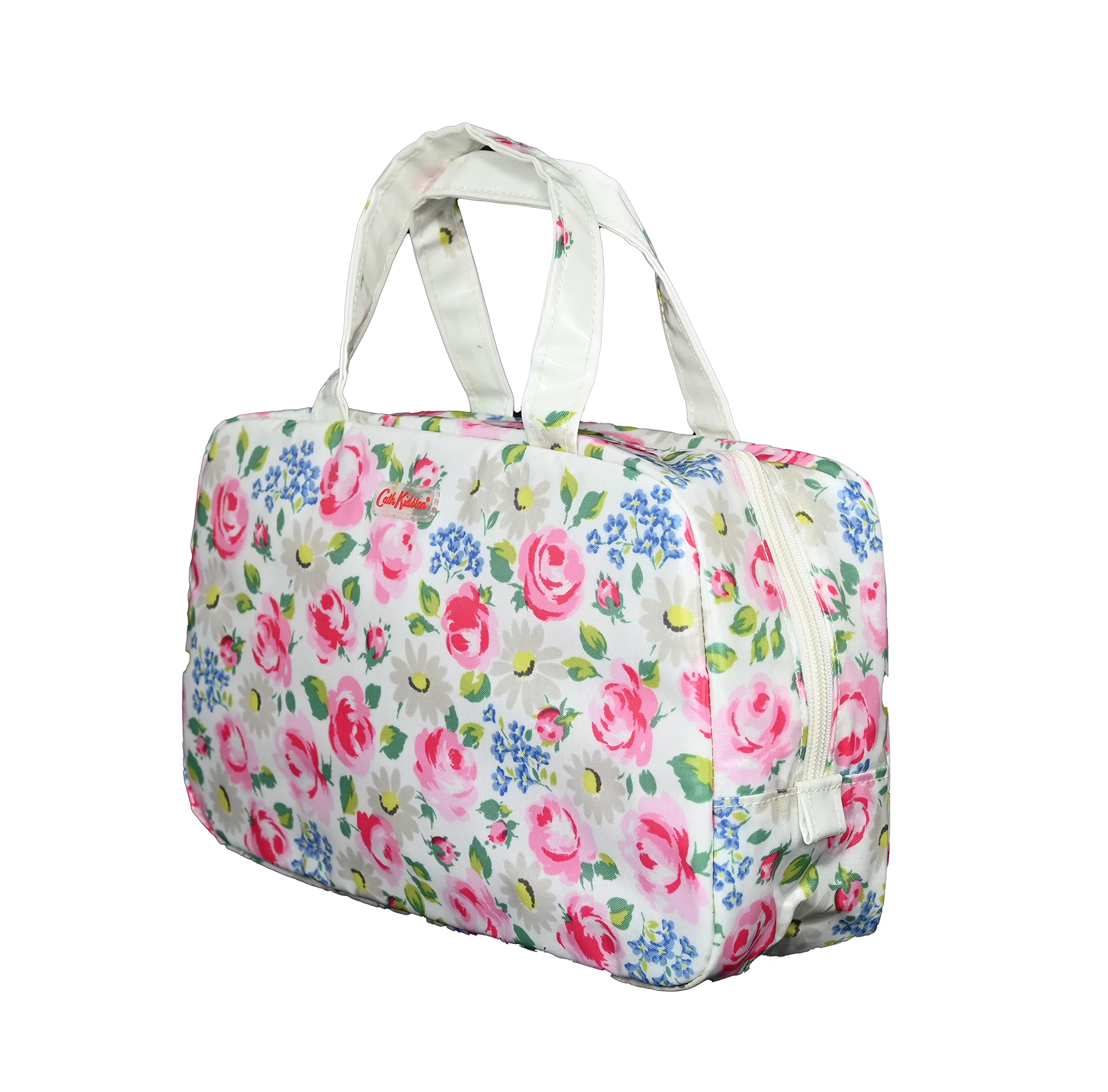 Cath Kidston Large Wash Bag Toiletry Bag with Handles in Rose Design in Warm Cream Oilcloth