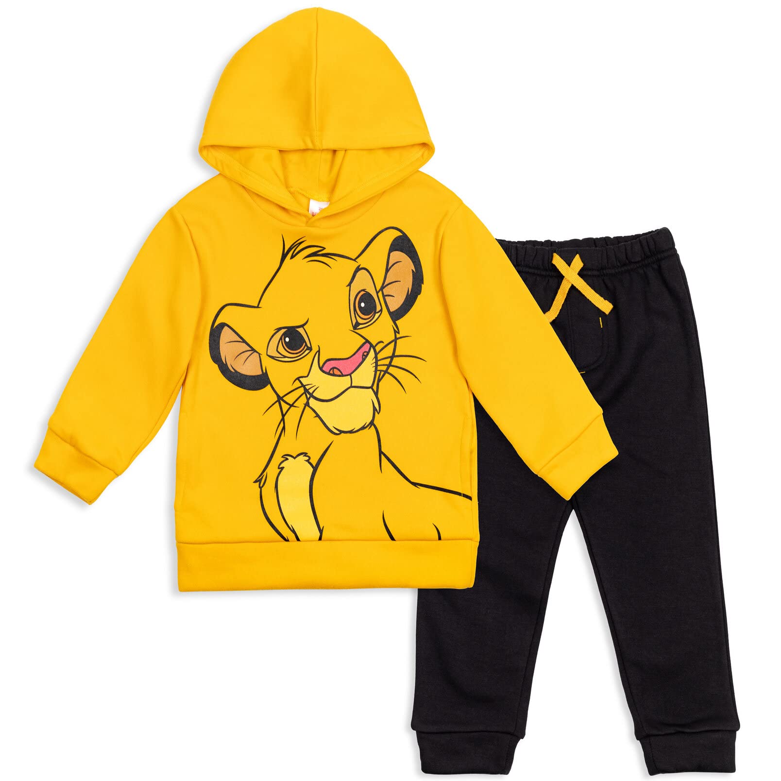 Disney Lion King Simba Infant Baby Boys Fleece Pullover Hoodie and Pants Outfit Set Yellow/Black 18 Months