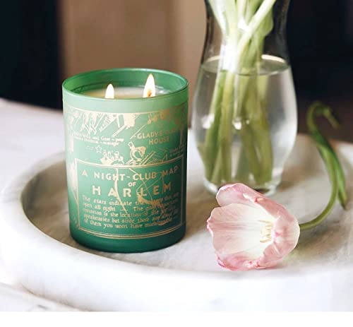 Harlem Candle Company Holiday Map Luxury Candle, 12 oz Green Glass Jar with Harlem Map Print, Double Wick, Soy Wax, Gift Box, Winter-Fresh Fir, Pine Needles and Mint-Infused Eucalyptus
