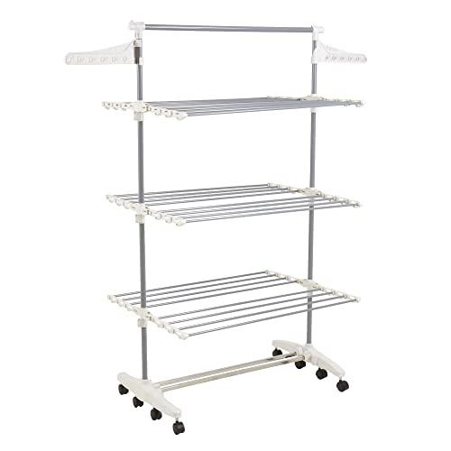 Home-Complete Laundry Drying Rack, Stainless Steel Clothes Drying Rack with Folding Shelves for Indoor or Outdoor Air-Drying of Towels, Shoes, Delicate Clothes