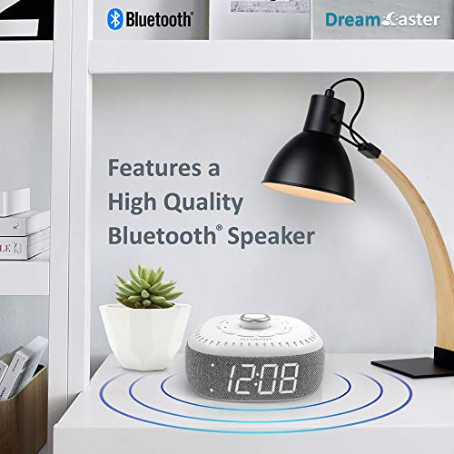 SHARP Sound Machine Alarm Clock with Bluetooth Speaker, 6 High Fidelity Sleep Soundtracks β White Noise Machine for Baby, Adults, Home and Office β White LED