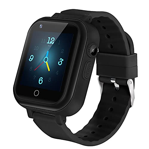 Kids Smart Watch Phone 4G Network WiFi GPS Tracker Children Smartwatch with Two-Way Call Camera SOS Anti-Lost IP67 Waterproof Touch Screen Watch Gift for Boys Girls Birthday Christmas Xmas (Black)