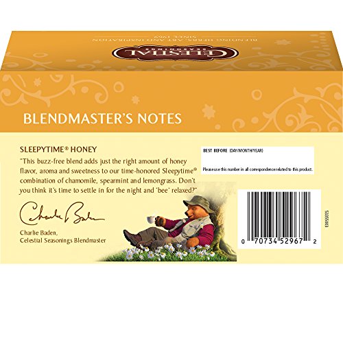 Celestial Seasonings Herbal Tea, Sleepytime Honey, Caffeine Free Sleep Tea, 20 Tea Bags (Pack of 6)