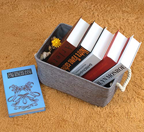Silanto Storage Baskets Bins,Nursery Organizer Baskets for Toy Storage, Clothes Storage, Book Storage(Grey,14.4" L x 10.2" W x 6.3" H)