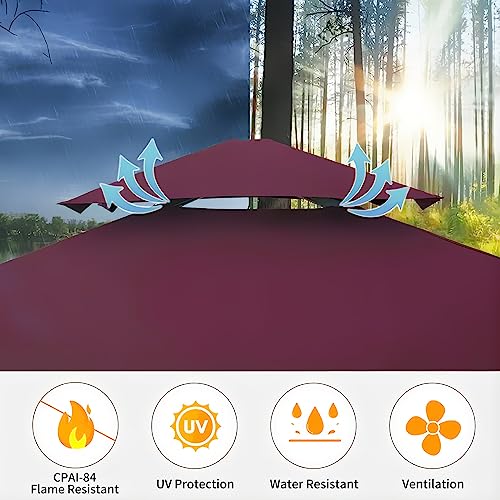 Outdoor Grill Gazebo BBQ Canopy for Outdoor Barbeque Shelter Girll Canopy Grill Gazebo Hardtop (L96 x W60 x H101 Inch) Red