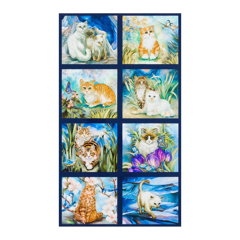 Kaufman Be Pawsitive Cat Panel Garden, Fabric by the Yard