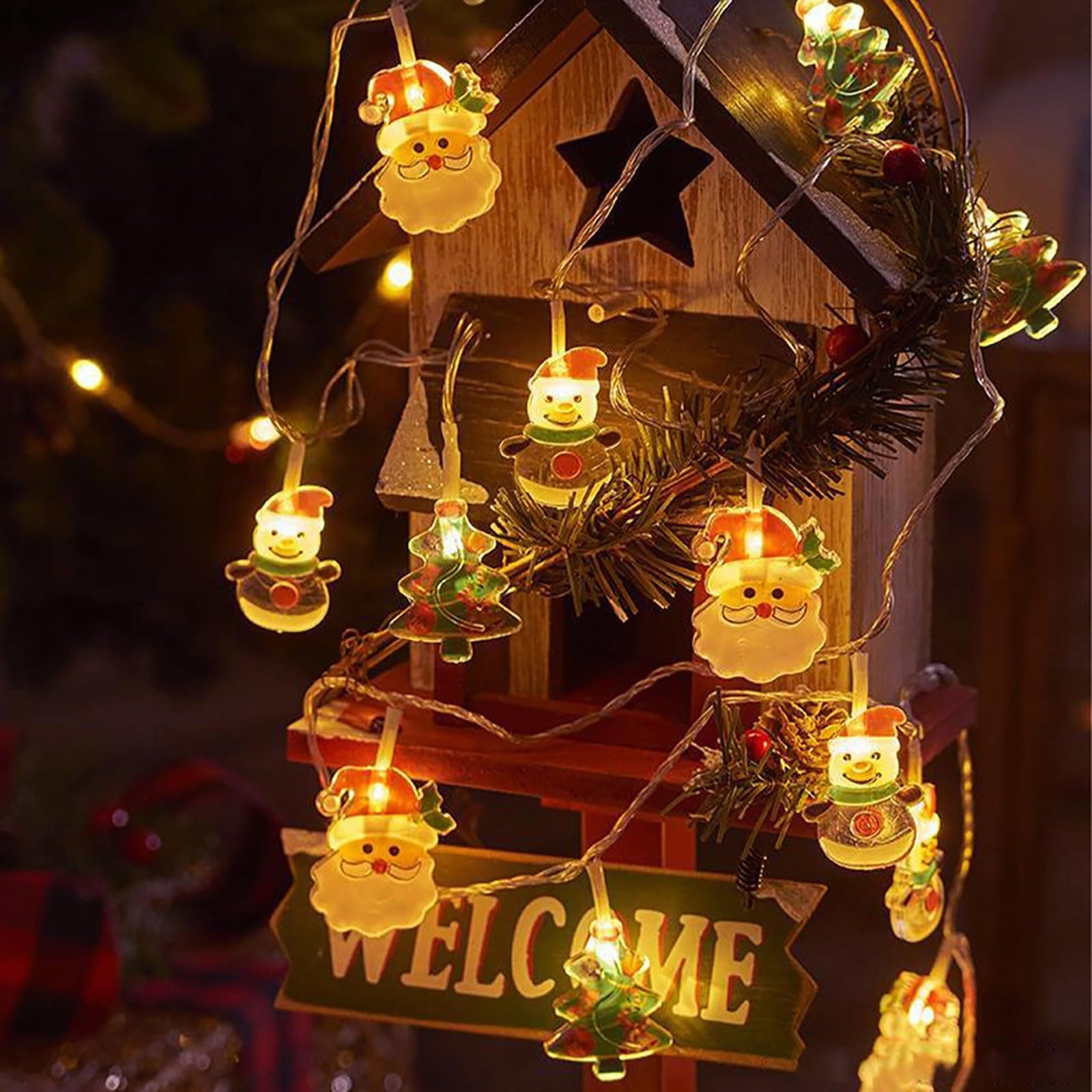 Christmas String Lights 4.92 Feet 10 LED Light Battery Xmas Fairy String Lights Operated Light String Candy Santa Christmas Tree Lights for Home Garden Wedding Party Patio Indoor Outdoor Decor