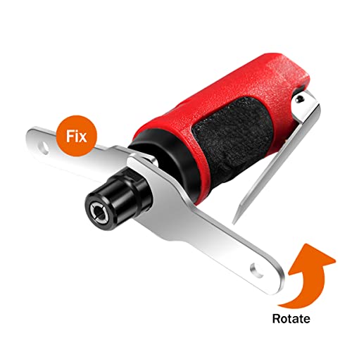 Goplus 1/4-inch Compact Straight Air Die Grinder, 25000 RPM Free Speed w/ 1/4" ,1/8" Collets and 2 Wrenches (Red+Black)