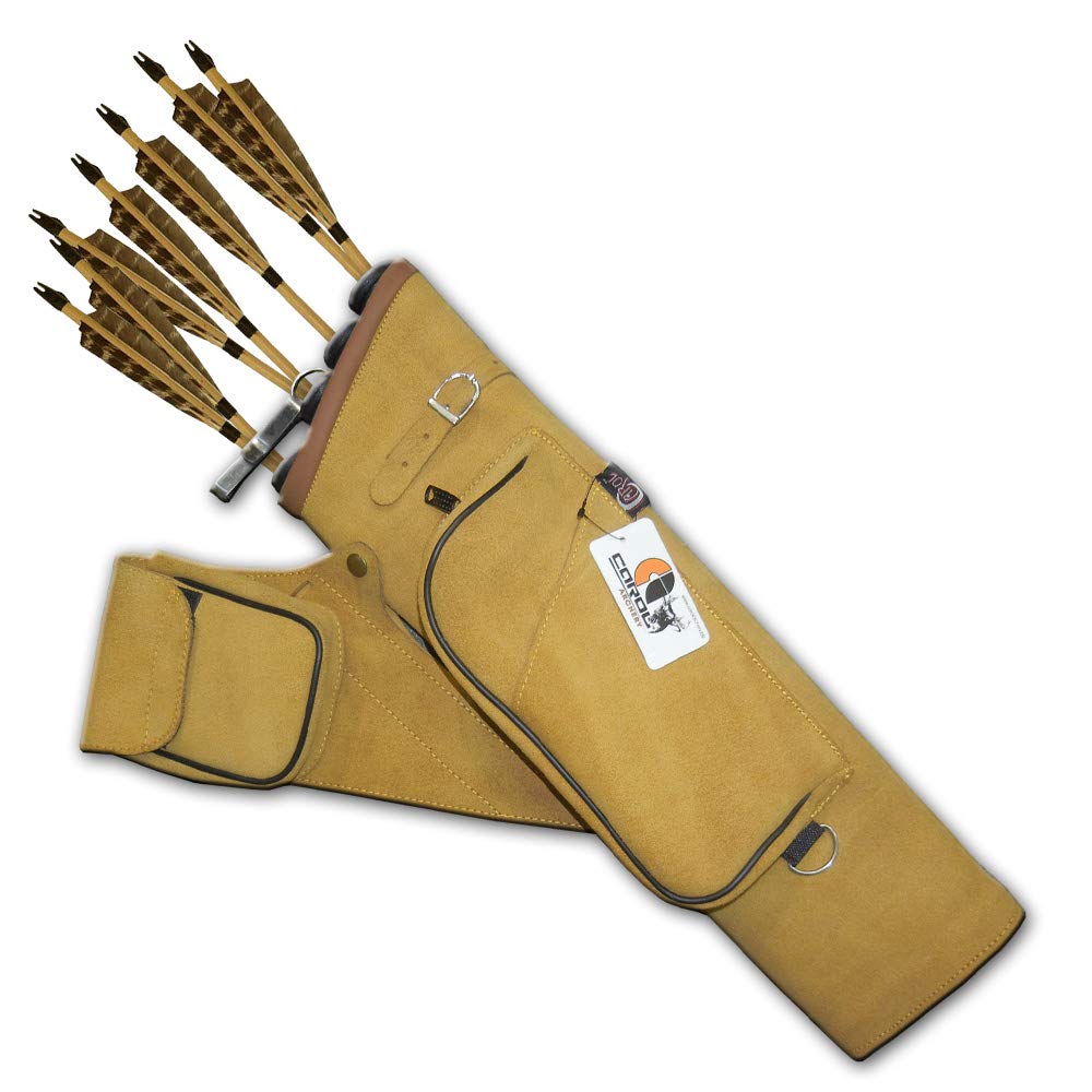 CAROL Archery Suede Leather Side/Hip Belt Arrow Quiver AQ129 Brown R/H