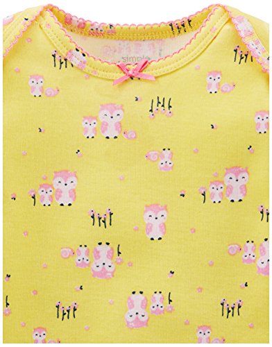 Simple Joys by Carter's Baby Girls' Long-Sleeve Bodysuit, Pack of 5, Yellow/Pink/Grey, Floral, 3-6 Months