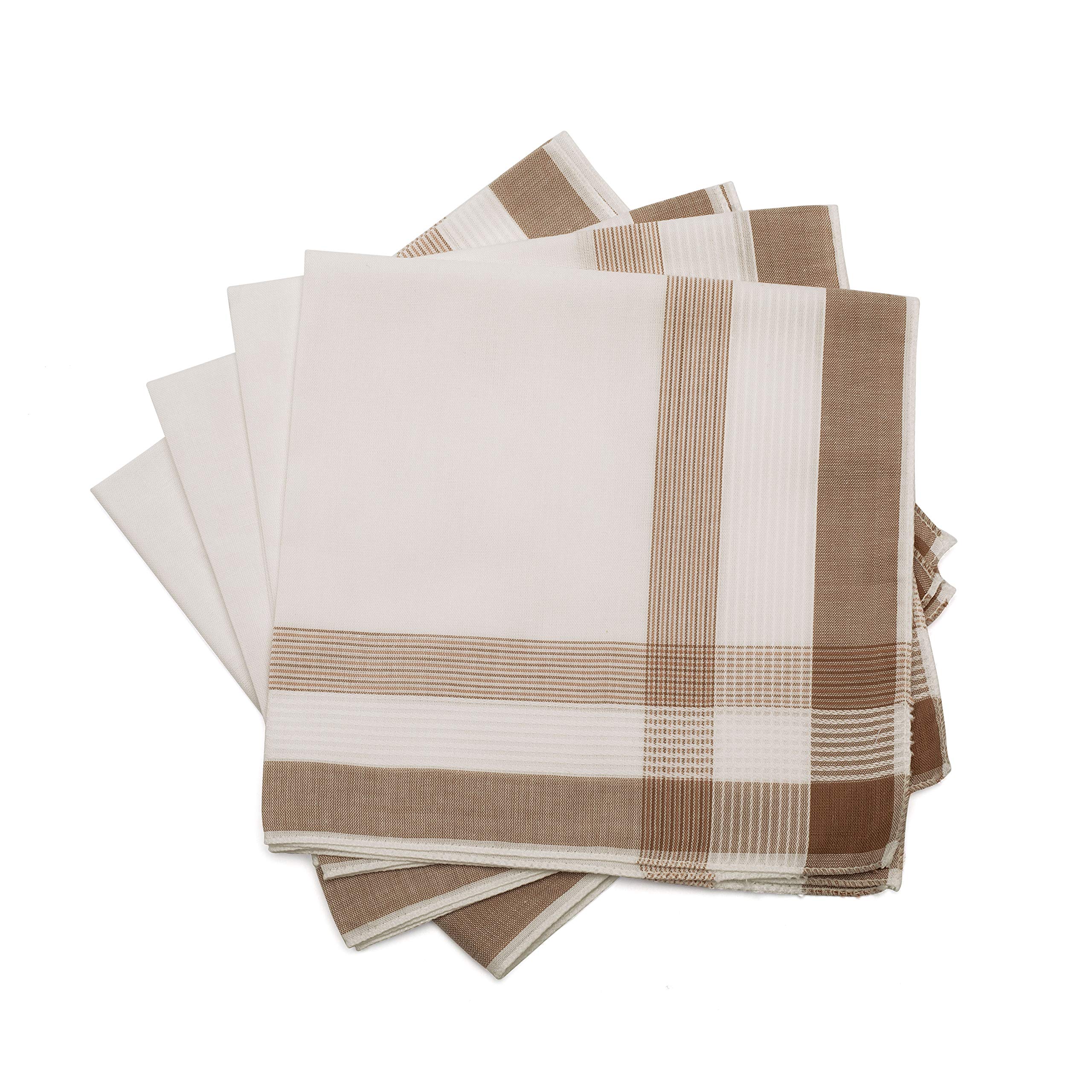 Causa Forcia Cotton Handkerchiefs for Men Thick Soft Turkish White Cotton, 12 Pack (Color Striped)