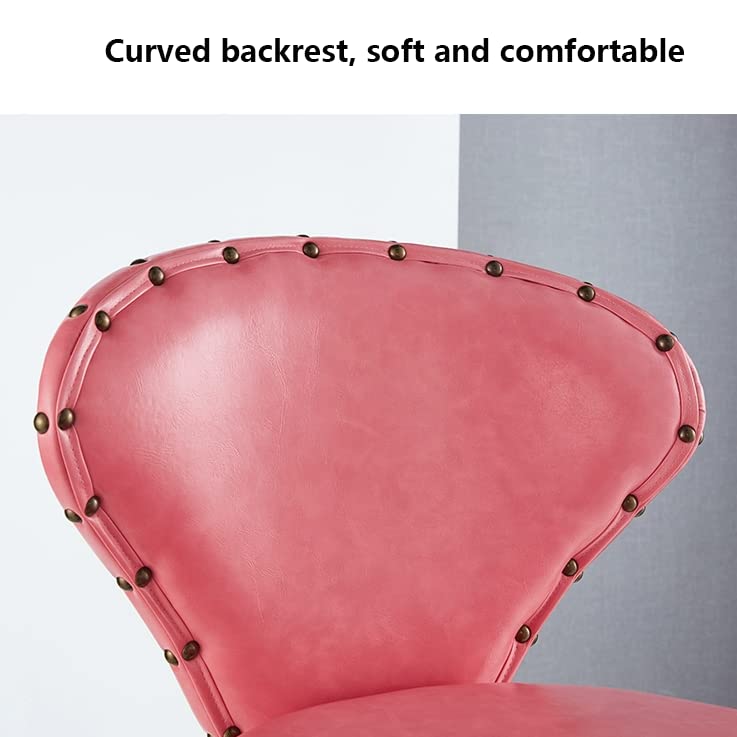PU Office Computer Chair Desk Chair Round Stool with Backrest Swivel Hydraulic Gas Lift Height Adjustable for Home Bedrooms(Color:Red)