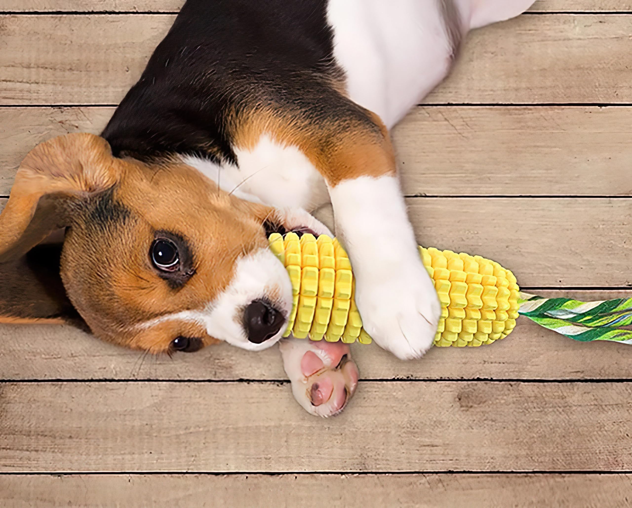 Generic Dog Chew Toys for Aggressive Chewers β 2 Pcs Set Indestructible Tough Durable Squeaky Interactive Dog Corn Stick Toys for Small Medium Large Pet Super Fun Puppy Teeth Chew, Yellow