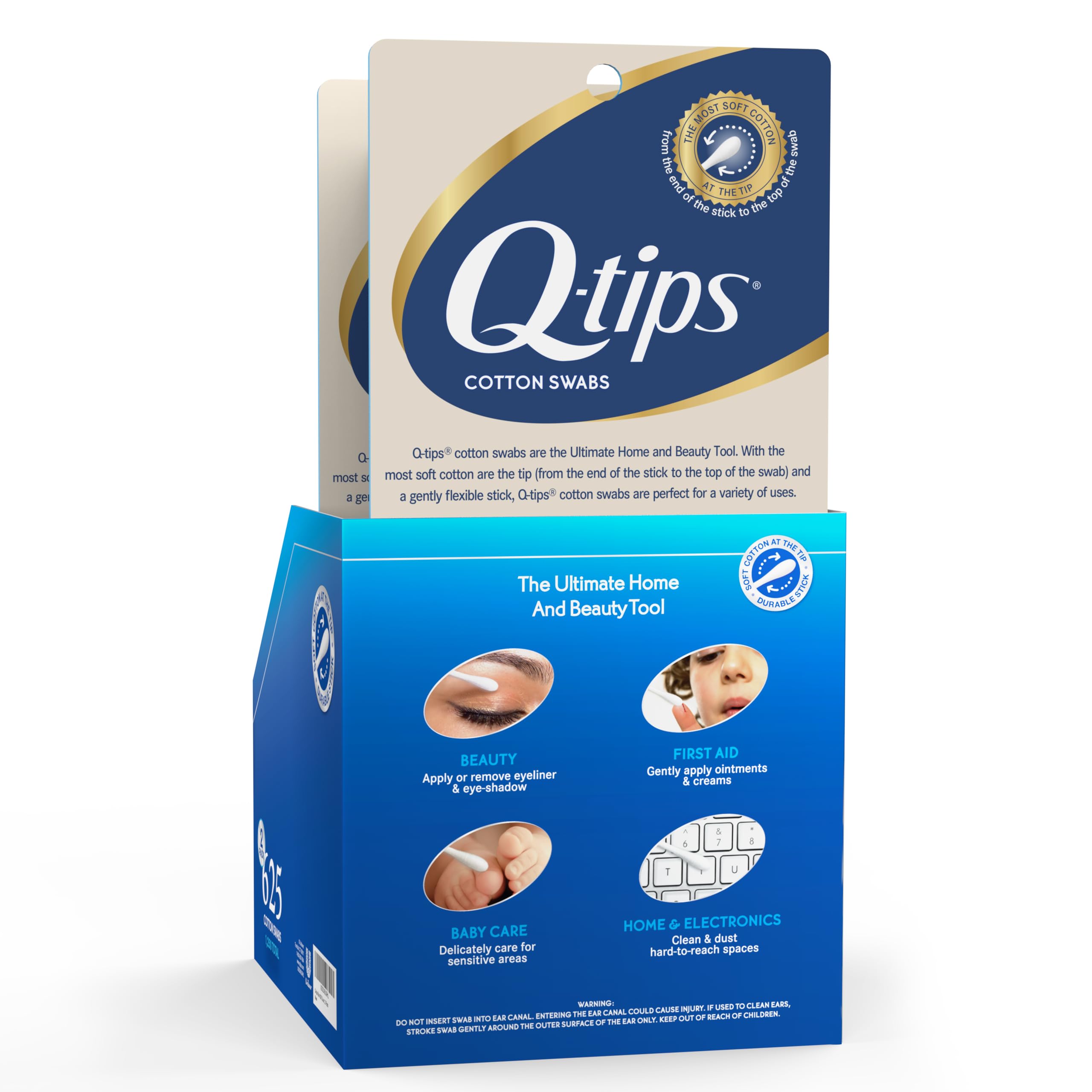 Q-Tips Cotton Swabs 625 Count 2-Pack β Original Cotton Swabs with Soft Tips, Makeup Tools, Beauty, Personal Care & Household Essentials