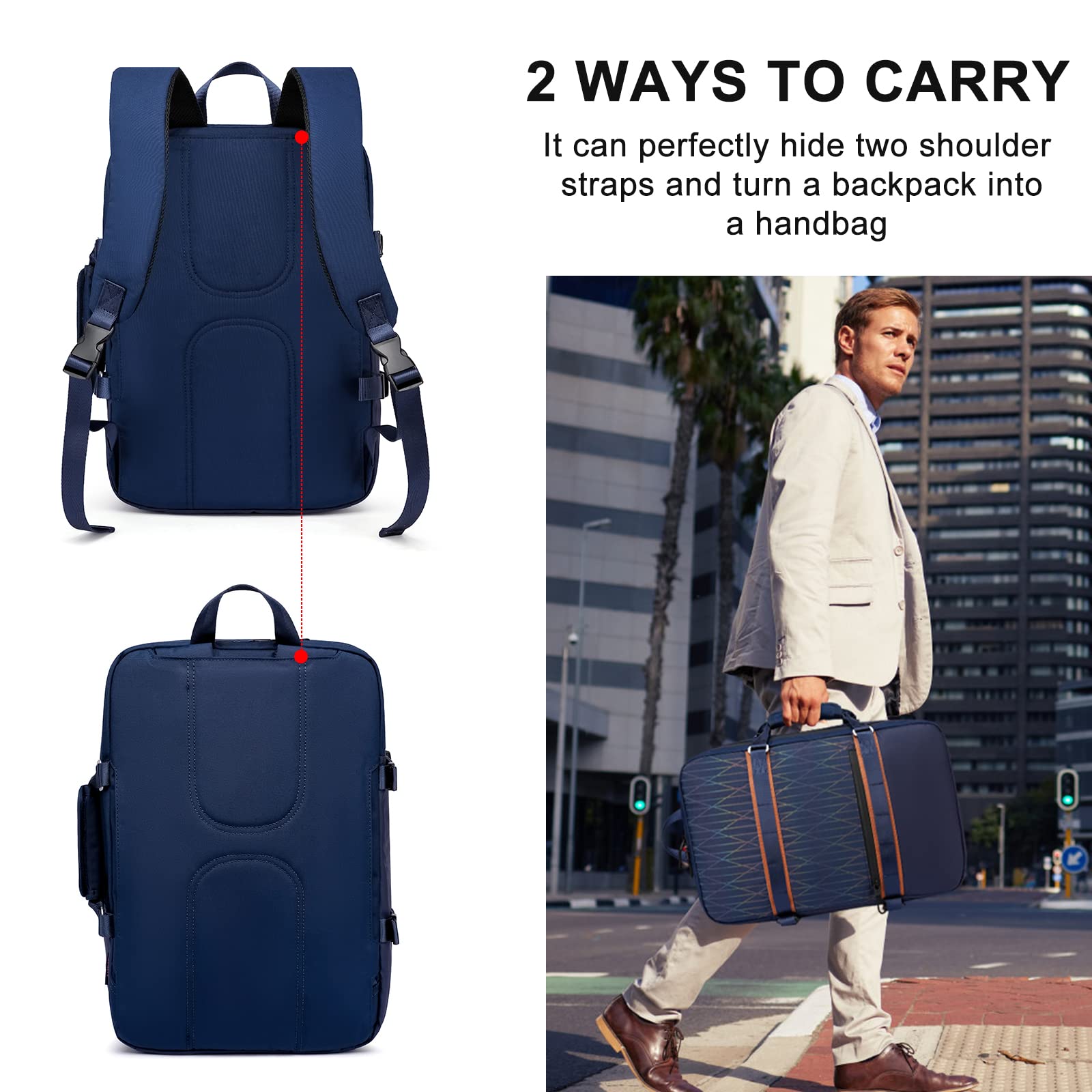 BRIRT Carry on Backpack, Large Flight Approved Travel Backpack for Men & Women, Luggage Backpack Suitcase with Outdoor Reflective, Business Daypack Weekender Casual Backpack for 17 Inch