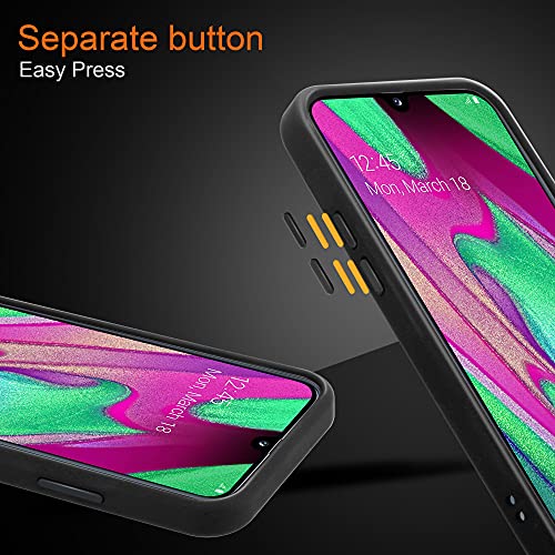 Cadorabo Case Compatible with Samsung Galaxy A40 in Frosted Black - Mobile Phone case with TPU Silicone Inside and matt Plastic Back - Protective Cover Hybrid hardcase Back case