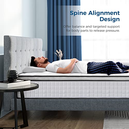 Inofia Twin Mattress, 10 Inch Twin Size Hybrid Mattress in a Box with Cool Memory Foam, Breathable Comfortable Single Mattress, Motion Isolating Individually Wrapped Coils, Supportive&Pressure Relief