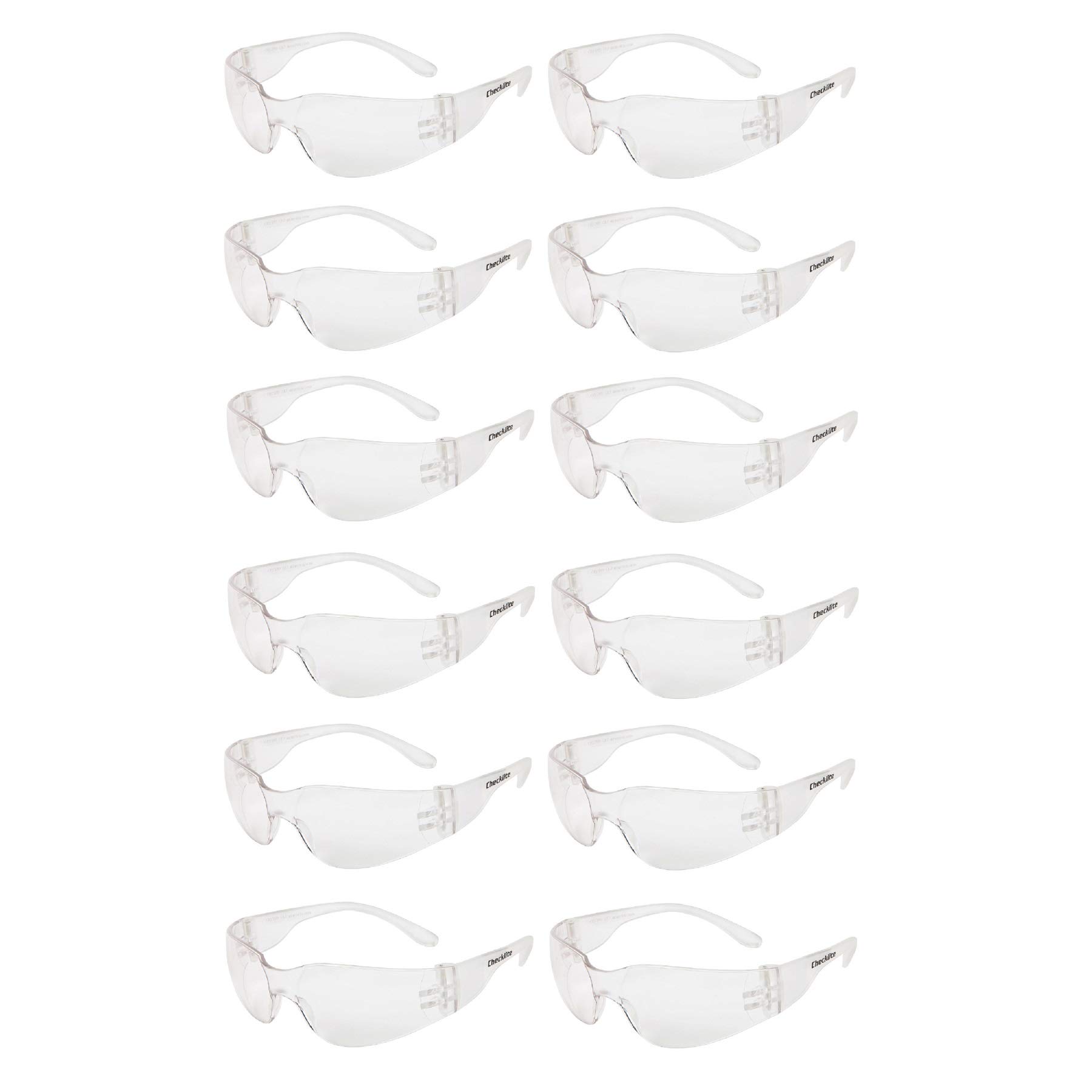 Clear Lens Protective Safety Glasses, Polycarbonate Impact Resistant Lens (Pack of 12) ANSI Z87+ Compliant