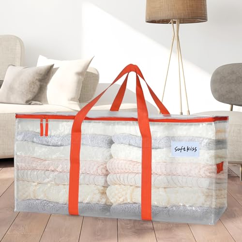 Clear Moving Bags - 9 pack Extra Large Heavy Duty Waterproof Clear Storage Bags,Backpack Straps for Packing or Travel,Oversized Foldable Moving Totes for Clothes,Alternative To Moving Box