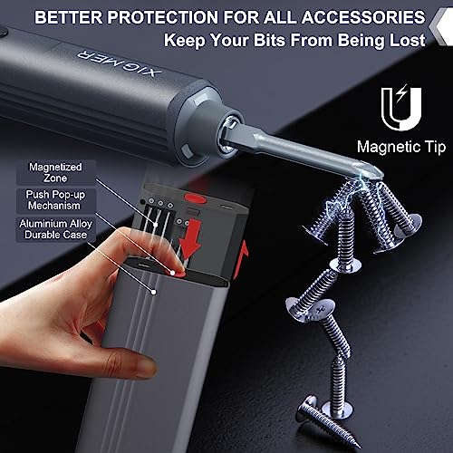 Electric Screwdriver,52 in 1 Mini Precision Screwdriver Set with 48 Magnetic Bits Cordless Kit,5 Gears Torque,OLED Display,XIGMER Rechargeable Small Electronic Repair Tool Kit for PC Phones Watch