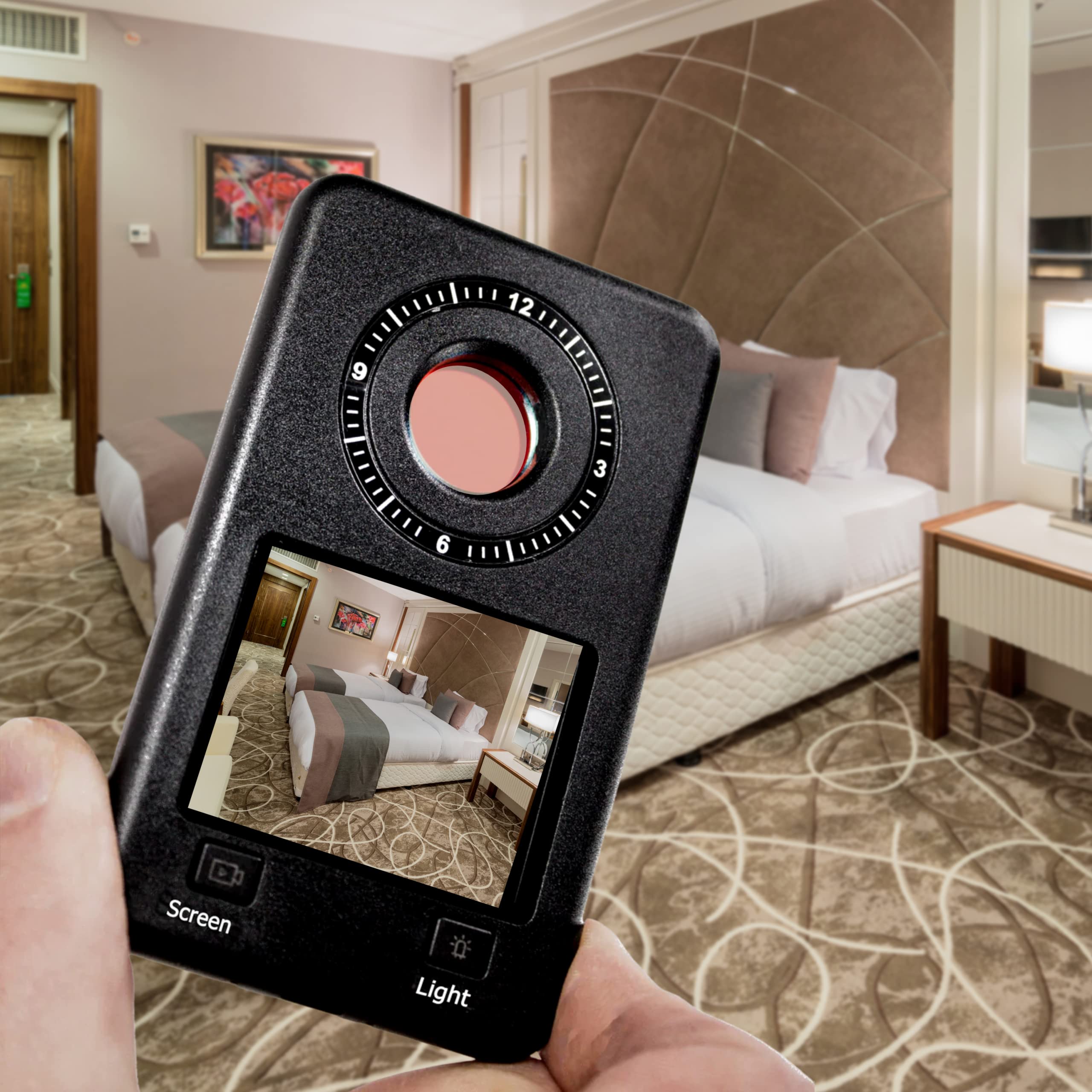 Mic-Lock Camera Finder Pro Black - Anti-Spy Hidden Camera Detector with Light Mode, Night Vision Mode, & Camera Finder Trainer
