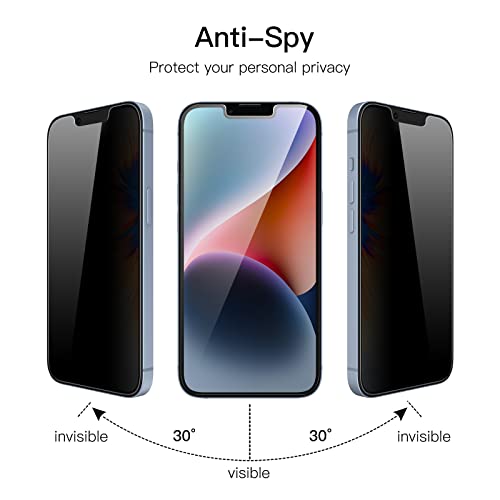JETech Privacy Screen Protector for iPhone 14 Plus 6.7-Inch (NOT FOR iPhone 14 6.1-Inch), Anti Spy Tempered Glass Film, 2-Pack