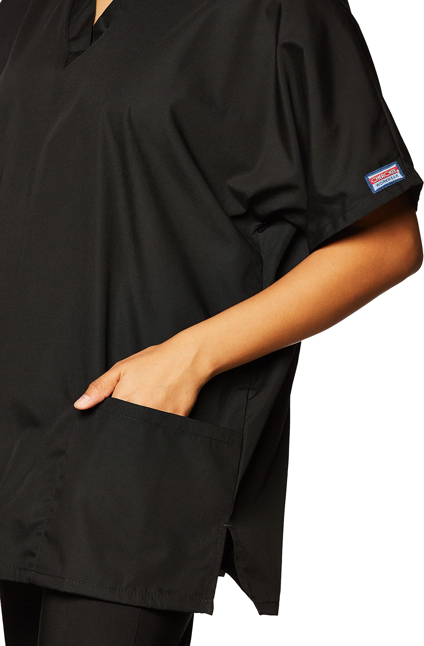 Cherokee Women's S V Neck Scrubs Shirt, Black, Small