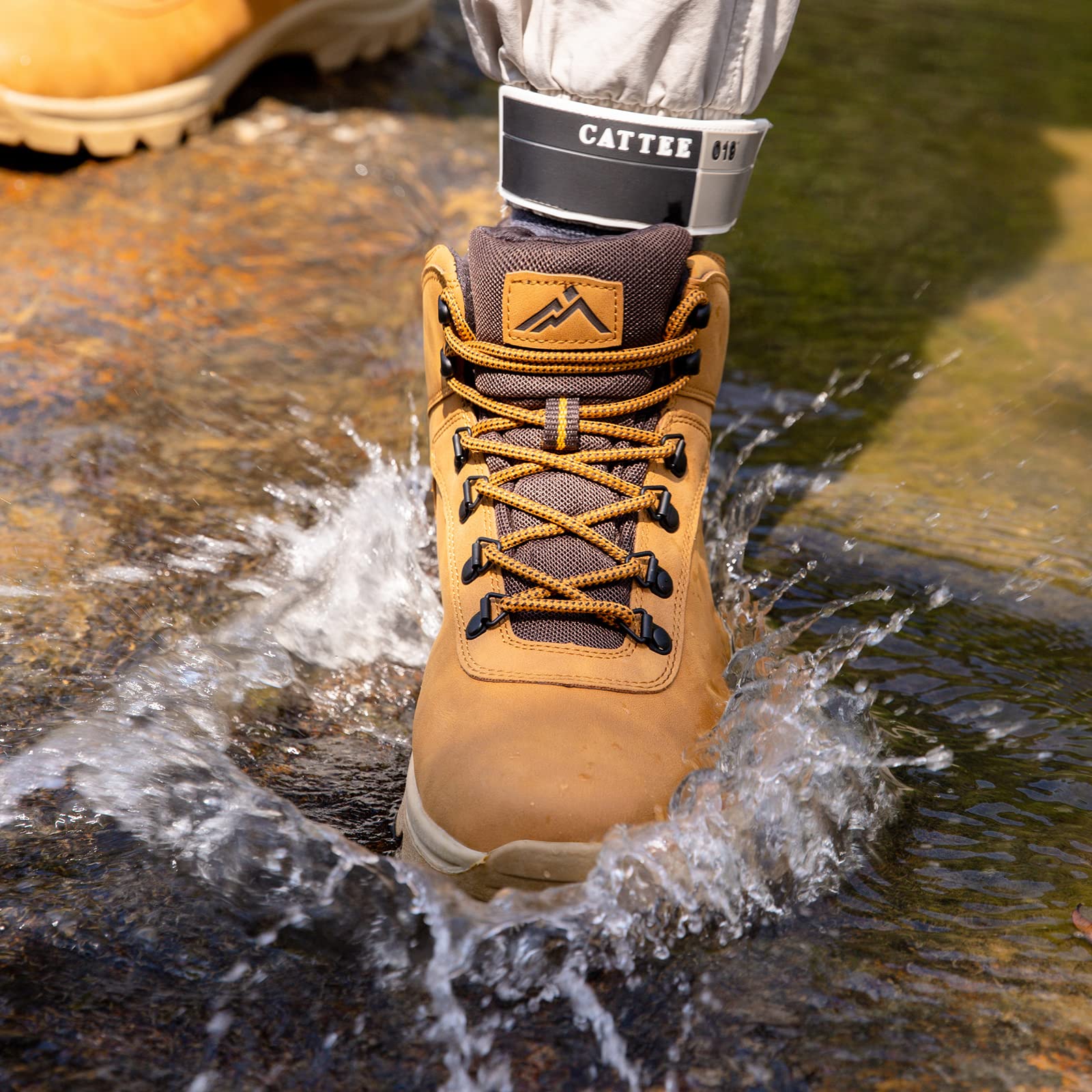 CC-Los Men's Waterproof Hiking Boots Mid-top Boots Lightweight Non-slip High-Traction Grip 7.5-14