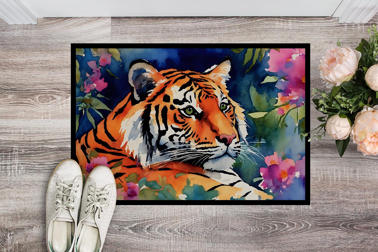 Caroline's Treasures DAC2880MAT Bengal Tiger Doormat Front Door Mat Indoor Outdoor Rugs for Entryway, Non Slip Washable Low Pile, 18H X 27W