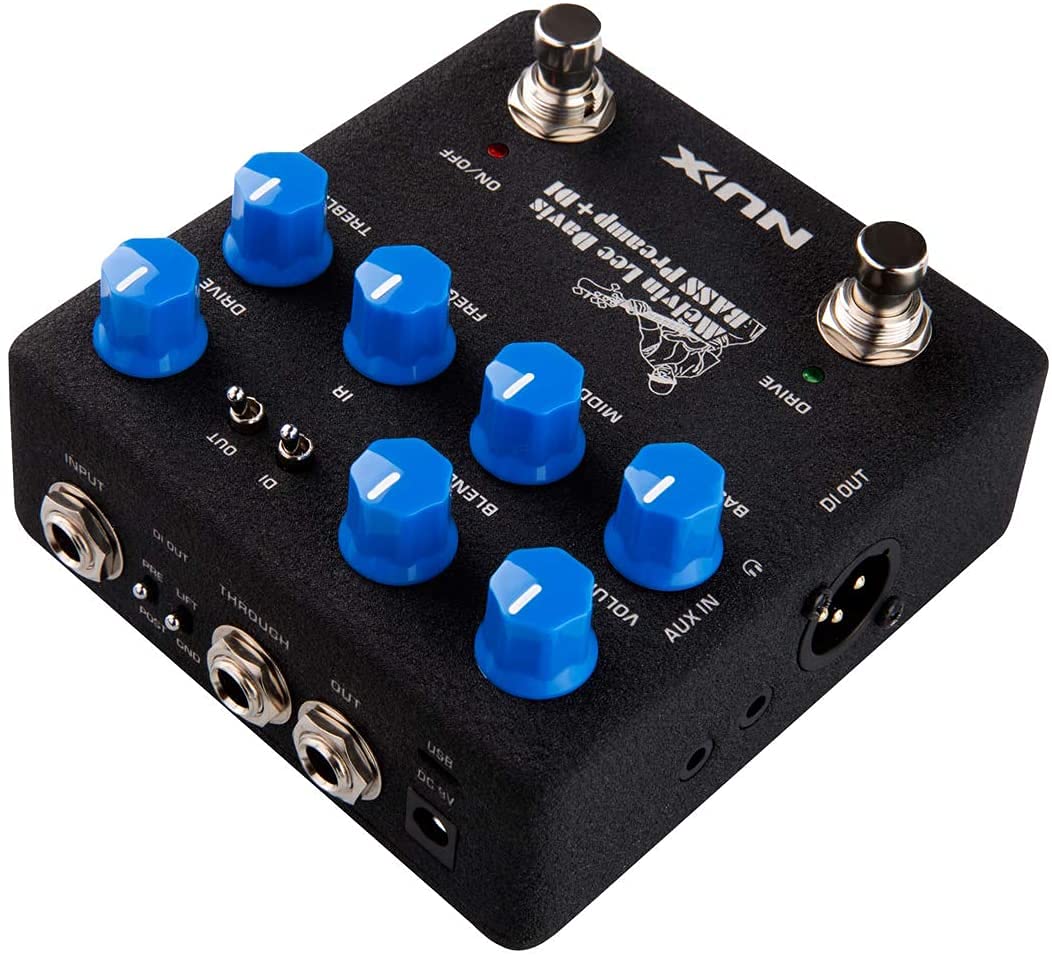 Briskdrop NUX Melvin Lee Davis NBP-5 Bass Preamp and DI Bundle with 2 MXR Instrument Cables, Dunlop Pick Pack, and Power Supply