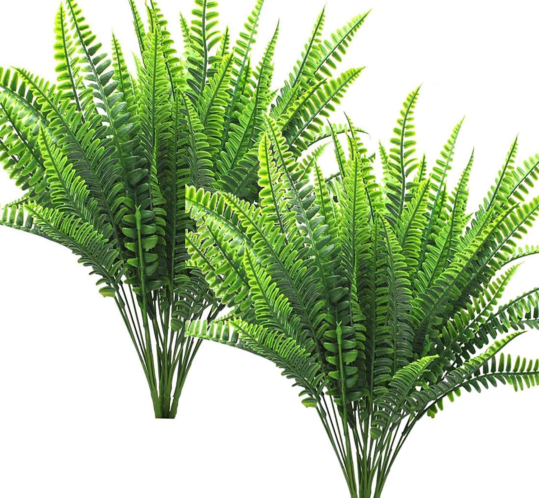 Ollain Artificial Plants 6Pcs Boston Fern Grass Fake Green Bushes Artificial Shrubs Bush Faux Indoor Outdoor UV Resistant Greenery Indoor Outside for Home Garden Porch Window Box Décor