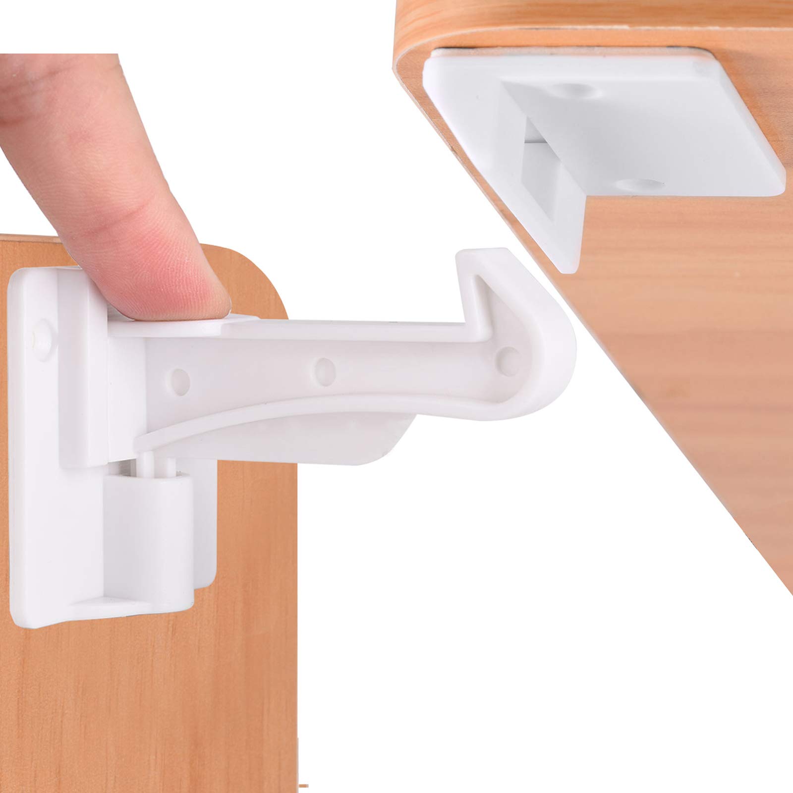 Cabinet Locks Child Safety, Childproof Drawer Locks, Slick Invisible Spring No Drill Baby Proofing Latches for Kitchen Bedroom Cabinets & Drawers with Strong Adhesive & 20 Screws Durable Fixed, 10Pack