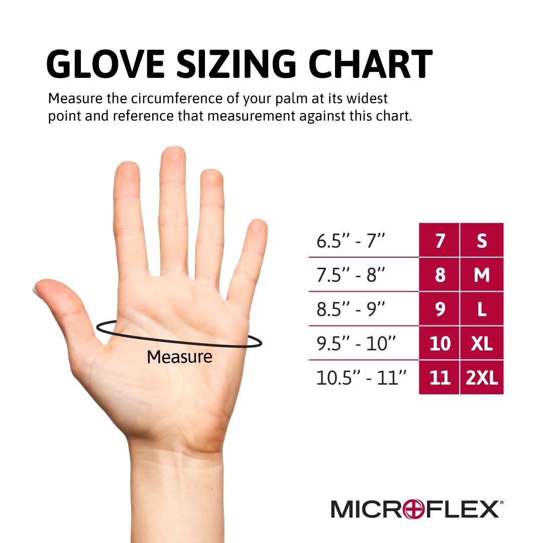 Microflex Dura Flock DFK-608 Thick 11mil Nitrile Gloves w/Flock Lining for Automotive, Aftermarket, Machinery - X-Large, Green (Case of 500)