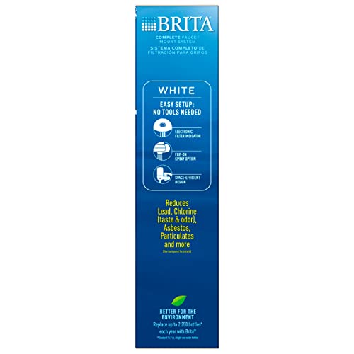 Brita Faucet Mount System, Water Faucet Filtration System with Filter Change Reminder, Reduces Lead, Made Without BPA, Fits Standard Faucets Only, Elite Advanced, White, Includes 2 Replacement Filters