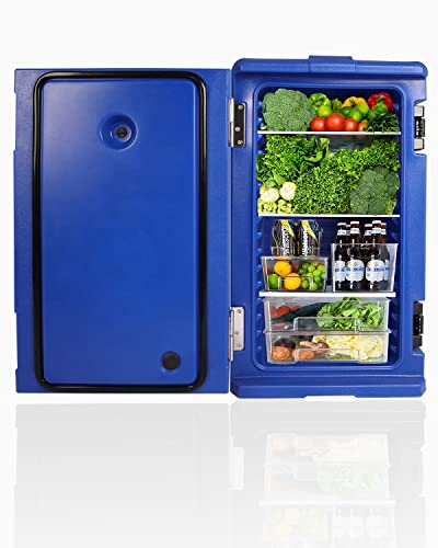 TABU 95QT End-Loading Insulated Food Pan Carrier, LLDPE Material Food Box Carrier with Double Buckles, Front Loading Portable Food Warmer with Handles (Blue)