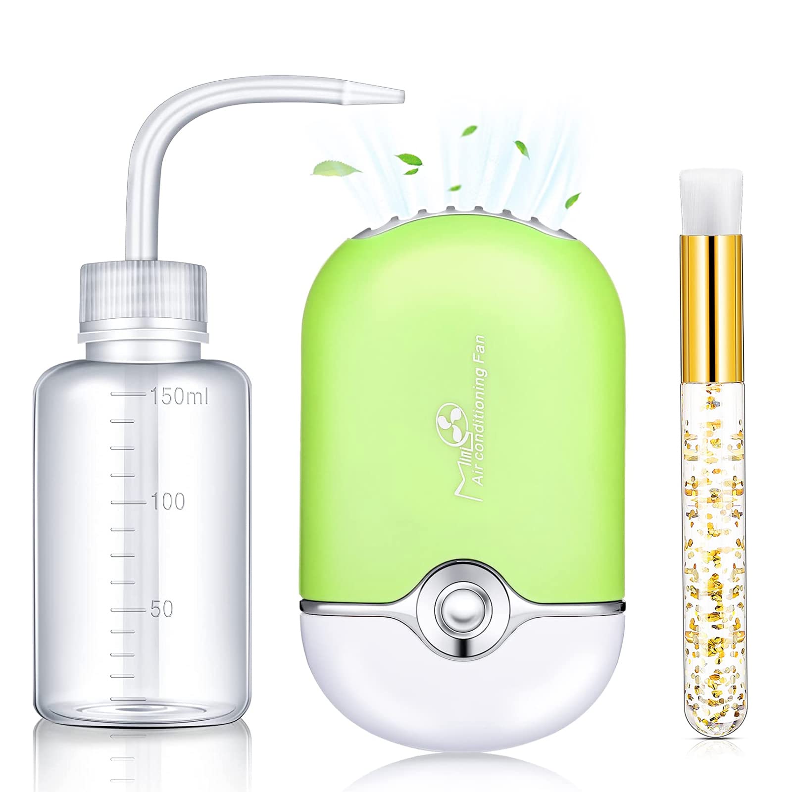 Dfsuiwk 3Piece USB Mini Portable Fans Rechargeable Handheld Lash Cleaning Kit with Facial Cleaning Brush - Perfect for Lash Extensions and Makeup Brush Cleansing
