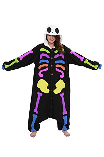 SAZAC Halloween Skeleton Colorful Onesie Costumes (Adults, Skeleton Colorful)