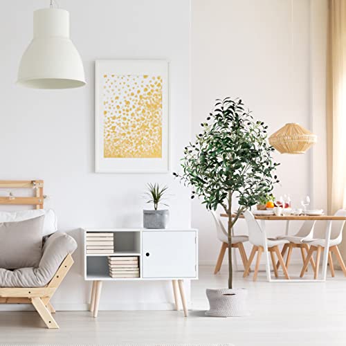 HaiSpring Artificial Olive Tree 5ft (60'') Tall Fake Plants Suitable for Modern Living Rooms Home Office Indoor & Outdoor Garden Decor, Nearly Natural Silk Tree for Housewarming Gift