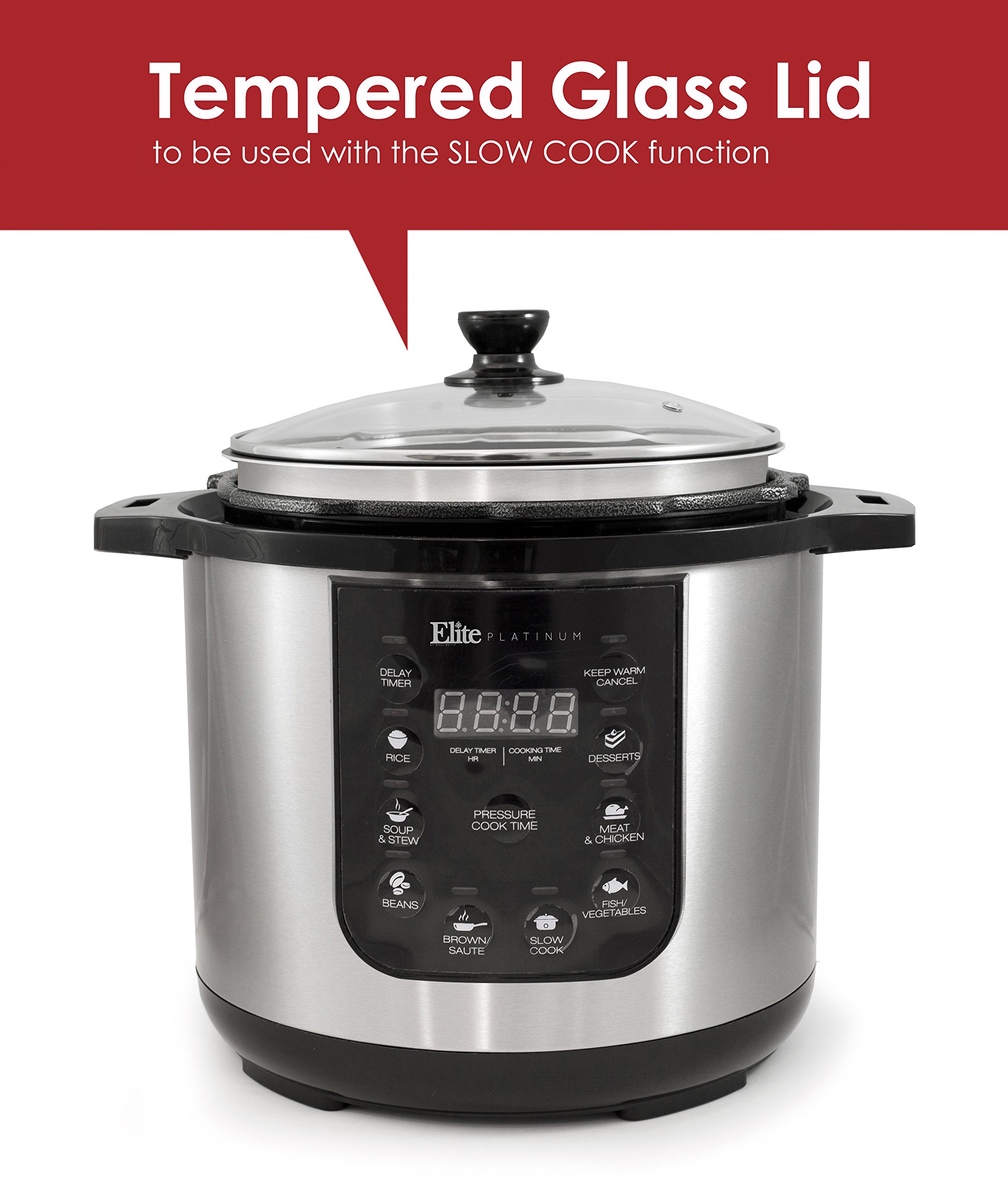 Elite Platinum 8 Quart 14-in-1 Multi-Use Programmable Pressure Cooker, Slow Cooker, Rice Cooker, Sauté, and Warmer - Blue