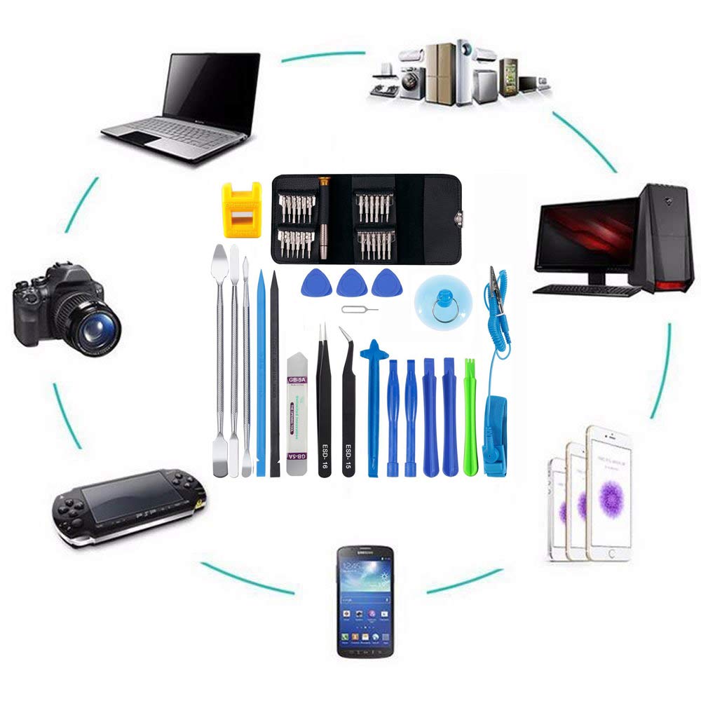 Electronics Screen Opening Pry Tool Repair Kit with Steel and Carbon Fiber Nylon Spudgers, Professional 46 in 1 Mobile Phone Screen Opening Repair Tools Set for Open Cellphone, Laptops, Tablets