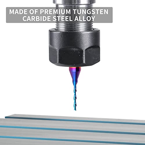 EANOSIC Downcut Spiral Router Bit 1/4 inch Shank, 1/16 inch Cutting Diameter Solid Carbide with Blue Nano Coated CNC Router Bits End Mill for Wood Carving, Engraving