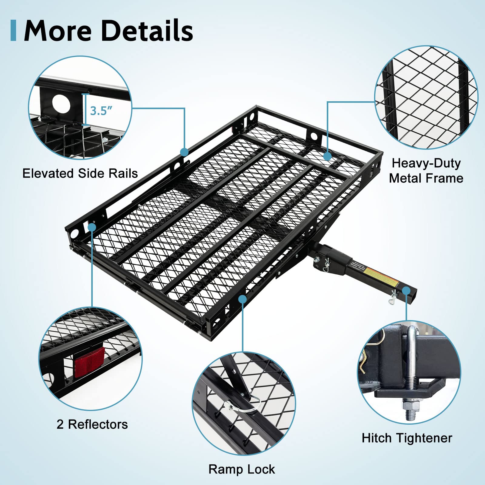 Byroce Mobility Scooter Carrier, Foldable Wheelchair Hitch-Mounted Carrier, Heavy Duty Strong Hitch Cargo Carrier with Ramp for 500 Lbs Capacity