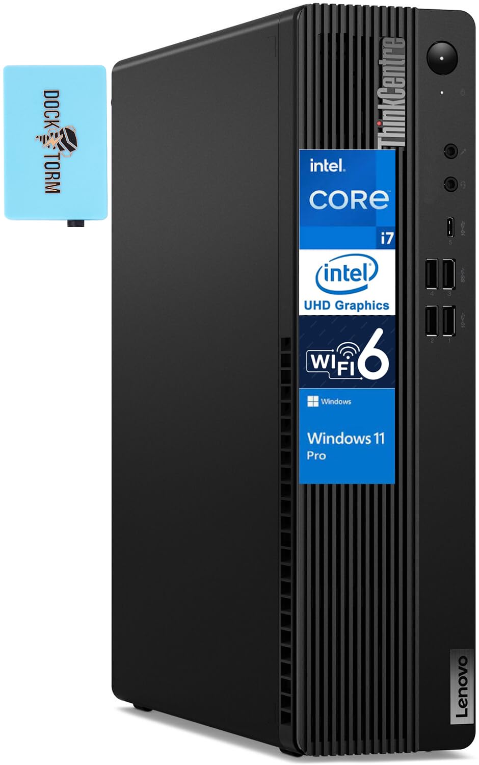 Lenovo Thinkcentre SFF M80S Business Desktop (Intel i7-10700 8-Core, 16GB RAM, 256GB PCIe SSD + 500GB HDD (2.5), WiFi 6, Bluetooth 5.1, RJ-45, 4 Display Port, Win 11 Pro) w/DKZ Hub
