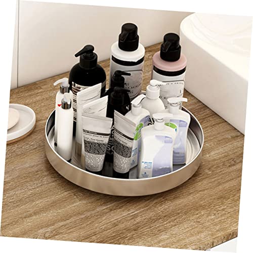 HAKIDZEL 1pc Box Carousel Seasoning Organizer Fridge Rotating Tray Pantry can Organizer Rotating Rack Cosmetic containers Rotatable Spice Tray Stainless Steel Turntable to Rotate Tableware