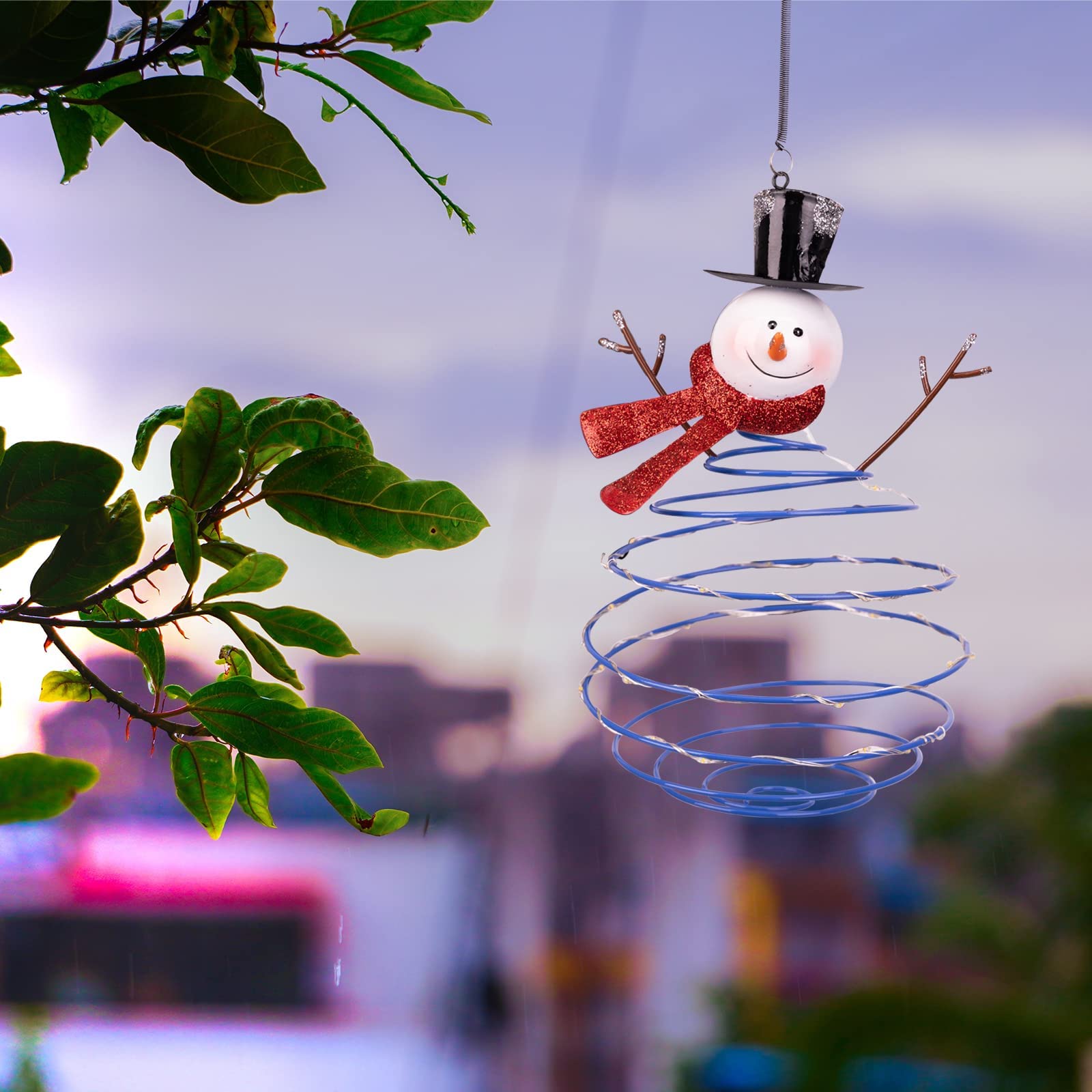 Snowman Hanging Lights Outdoor - Spiral LED Lanterns Garden Lights, Creative Iron Art Lanterns Lamp Pineapple Lights, Decorative Pendant Lights Landscape Lamp for Garden, Patio, Porch, Path, Yard