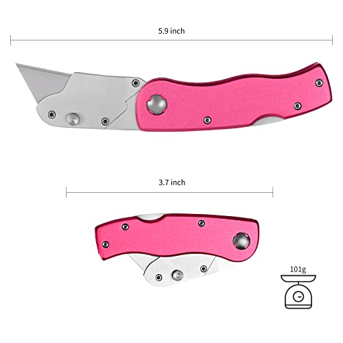 DISPATCH Folding Utility Knife Paper Cutter Stainless Steel Plastic Handle Replaceable Blade Utility Craft Knife Cutter