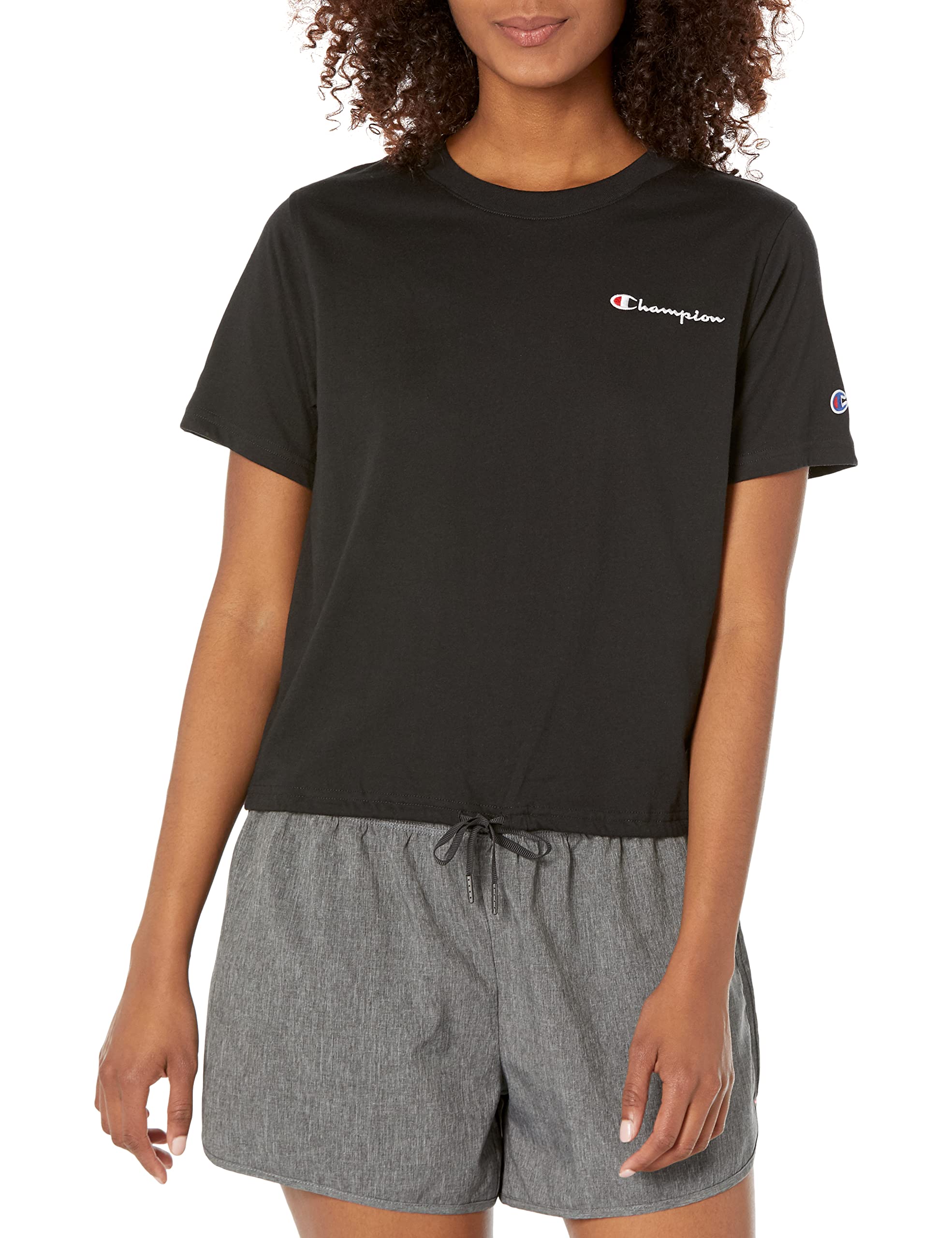 Champion Women's Campus Drawstring Tee, Left Chest Script, Inari-586158, Medium