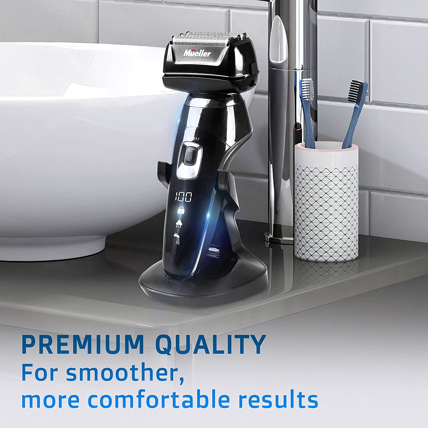 Electric Razor for Men, Wet/Dry, Rechargeable Shavers for Men, LED, 40,000 Cross-Cutting Actions/Min for Closest Shave, 5-Element Cutting System, Precision Trimmer